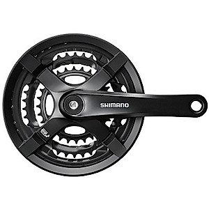 Shimano Tourney FC-TY501 Crankset - 175mm, 6/7/8-Speed, 48/38/28t, Riveted, Square Taper JIS Spindle Interface, Black