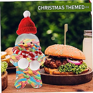 Didiseaon 2 Sets Christmas Drink Bottle Christmas Gifts Cookies Gift Juice Container Xmas Party Favor Christmas Candy Bottle Plastic Biscuit Jar Pet, Cotton Cold Drink Drinks