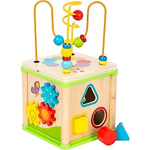 Wooden Activity Cube, Sweet Little Bugs by Small Foot – Classic 5-Sided Interactive Toy with Shape Sorter, Clock & Wheels - Develops Kids Imaginative Play, Coordination, Motor Skills – Age 12+ Months