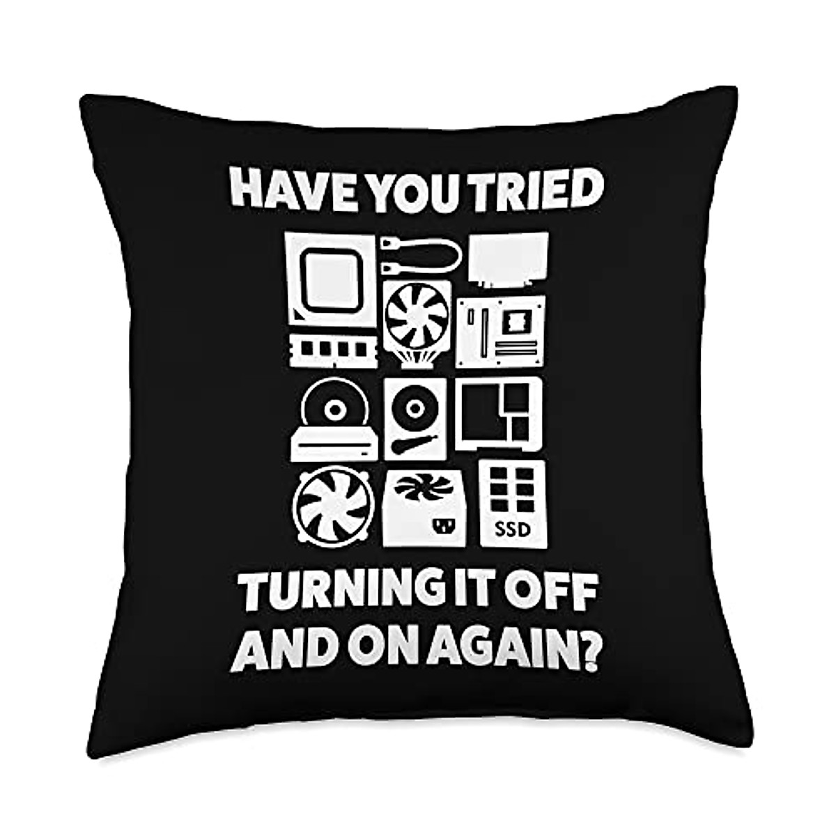 Technical Support Information computer repairing G have you Tried Turning it Off and on Again Tech Support Throw Pillow, 18x18, Multicolor