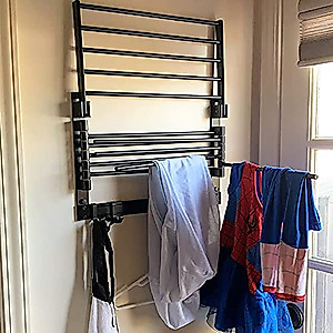 uyoyous Towel Rack for Bathroom 23.6 Inch Clothes Drying Rack with Foldable Towel Shelf and Swing Arms Aluminum Rustproof Wall Mount Laundry Room Organizer Load 45 lbs