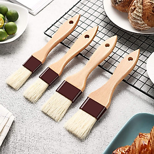 1 inch & 1.5 inch Pastry Brush Natural Boar Bristle Basting Brush Kitchen Oil Brush with Beech Wooden Handle and Hanging Rope String Grill BBQ Sauce Baster Baking Cooking Marinade Brushes (Pack of 2)