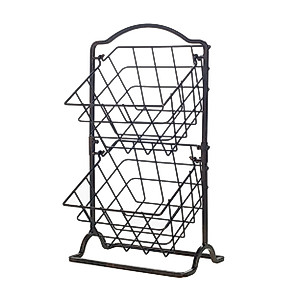 Gourmet Basics by Mikasa General Store 2 Tier Hanging Basket, Antique Black, 5217596