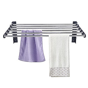 DYRABREST Wall Mount Clothes Drying Rack,Bathroom Clothes Hanger, Stainless Steel Foldable Drying Rack, Balcony Wall Mounted Clothes Hanger 23.62x15.35x8.66inch