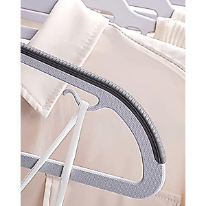 Plastic Hangers 60 Pack, Premium Quality Plastic Suit Hangers, S-Shaped Opening, Non-Slip, Space-Saving, 360º Swivel Hook, 16.5 Inches Long, 0.2" Thickness Super Lightweight Organizer