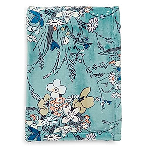Vera Bradley Women's Fleece Plush Throw Blanket, Sunlit Garden Sage, 80 X 50