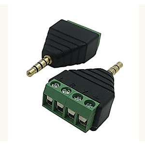 Cerrxian 3.5mm 4 Pole Stereo TRRS Audio Video Male to 4 Screw Terminal Female Headphone Replacement Solderless Balum Converter Adapter (2-Pack)