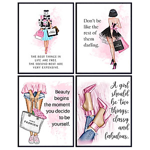 Inspiring Uplifting Encouragement Gifts for Women, Teen Girls - Glam Designer Wall Art - Inspirational Positive Quotes Wall Decor - Motivational Sayings Posters - Glamour Luxury High Fashion Quotes