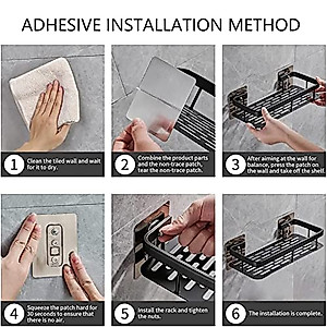 M MINCYCLE Shower Caddy Bathroom Organizer, Wall Mount Shower Organizer with Hooks,Adhesive Shower Rack No Drilling,Rustproof Shower Shelves for Bathroom Storage Black 2 Pack