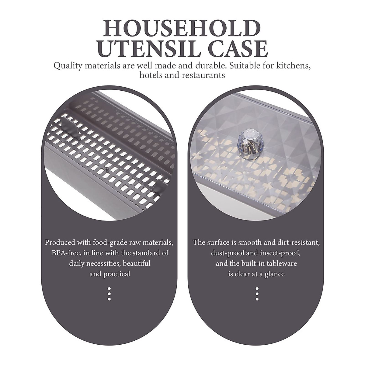 Zerodeko Chopsticks Case with Lid Chopsticks Container Cutlery Case Cutlery Holder Box Kitchen Utensils Gadgets Storage Organizers White