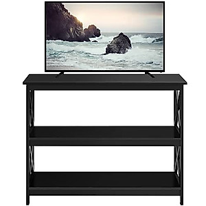 Yaheetech Television Stands & Entertainment Centers with 3 Tier Storage Shelf TV Stand for Living Room, Black