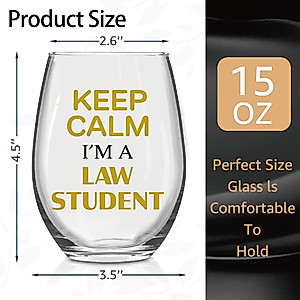 Pishovi Keep Calm I'm A Law Student Wine Glass with Gift Box, Lawyer Gift, Law Graduation Gifts, Christmas Birthday Gifts for Law School Judge Attorney Student Paralegal Prosecutor
