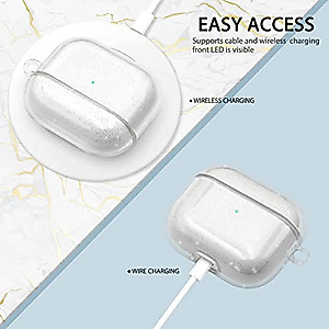 Fingic Compatible with AirPods 3rd Generation Case, AirPods 3 Case Glitter Sparkle Cover with Keychain Full Body Protective Stylish Shockproof Soft TPU for AirPods 3 Case 2021, Clear