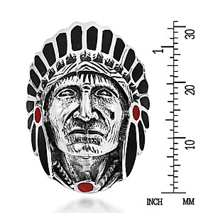 Simulated Black Onyx & Reconstructed Red Coral Accented Native American Style .925 Sterling Silver Ring (9)