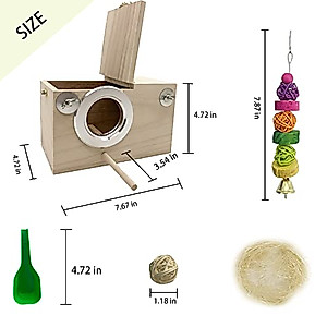 MUYG Parakeet Breeding Box Birds Natural Wooden House Lovebird Nesting Mating Box 7Pcs Bird Supplies for Cockatiel Finch Canary Budgie Aviary (7.67×4.72x4.72 in)