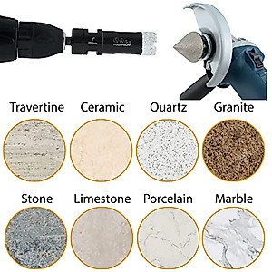 Diamond Core Drill Bits 1 Inch and Beveling Chamfer Bits 2 Inch Kit Vacuum Brazed Hole Saw with 5/8-11 Thread Plus 3/8 Inch Hex Shank Adapter (Set-1 with 1" (25mm) Diamond Drill Bit)