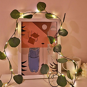 BWWNBY Artificial Leaf Foliage Rattan String Lights Vine Fairy Lights 6.5ft 20 LED Copper Wire Battery Powered Decor for Home Kitchen Garden Office Wedding Wall