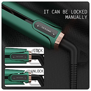 Mini Hair Straightener with LED Display Adjustable Temperature 1/2 Inch Small Flat Iron 4D 360°Swivel Short Hair Tourmaline Titanium Dual Voltage Auto Shut Off