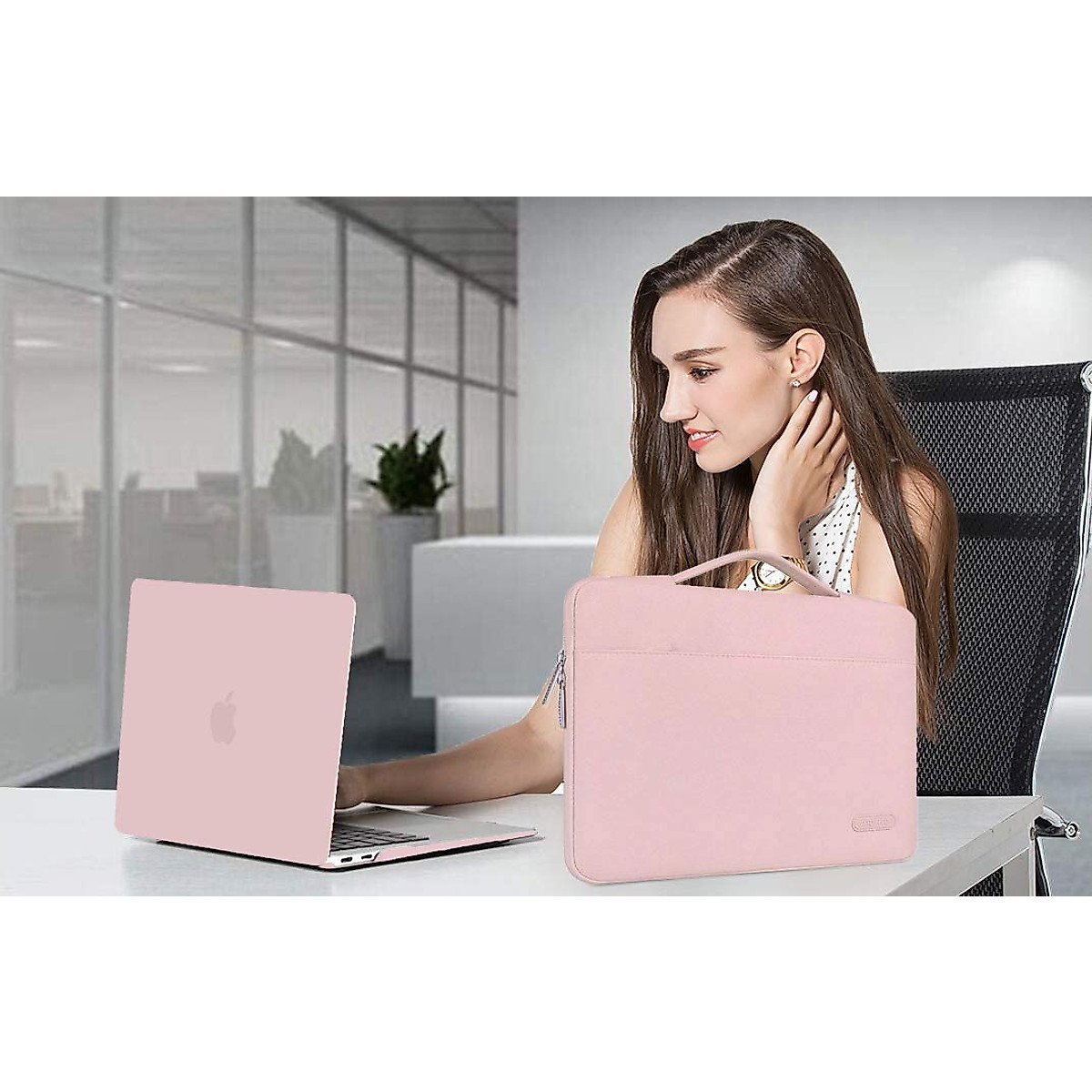 MOSISO Compatible with MacBook Air 13 inch Case 2022 2021 2020 2019 2018 Release A2337 M1 A2179 A1932 Retina Display, Plastic Hard Shell&Bag&Keyboard Skin&Webcam Cover&Screen Protector, Rose Quartz