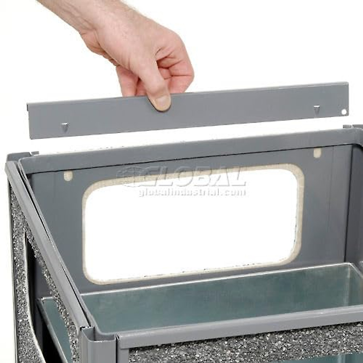 Global Industrial Stone Panel Trash Weather Urn, 13-1/2" Square X 35" H, Gray