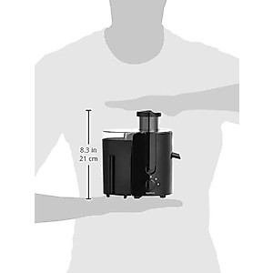 Amazon Basics Wide-Mouth, 2-Speed Centrifugal Juicer with Juice Jug and Pulp Container, Black