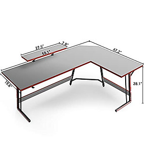 DESINO L Shaped Gaming Desk 59 inch Computer Coner Desk PC Wirting Table Gamer Workstation for Home Office, Gray