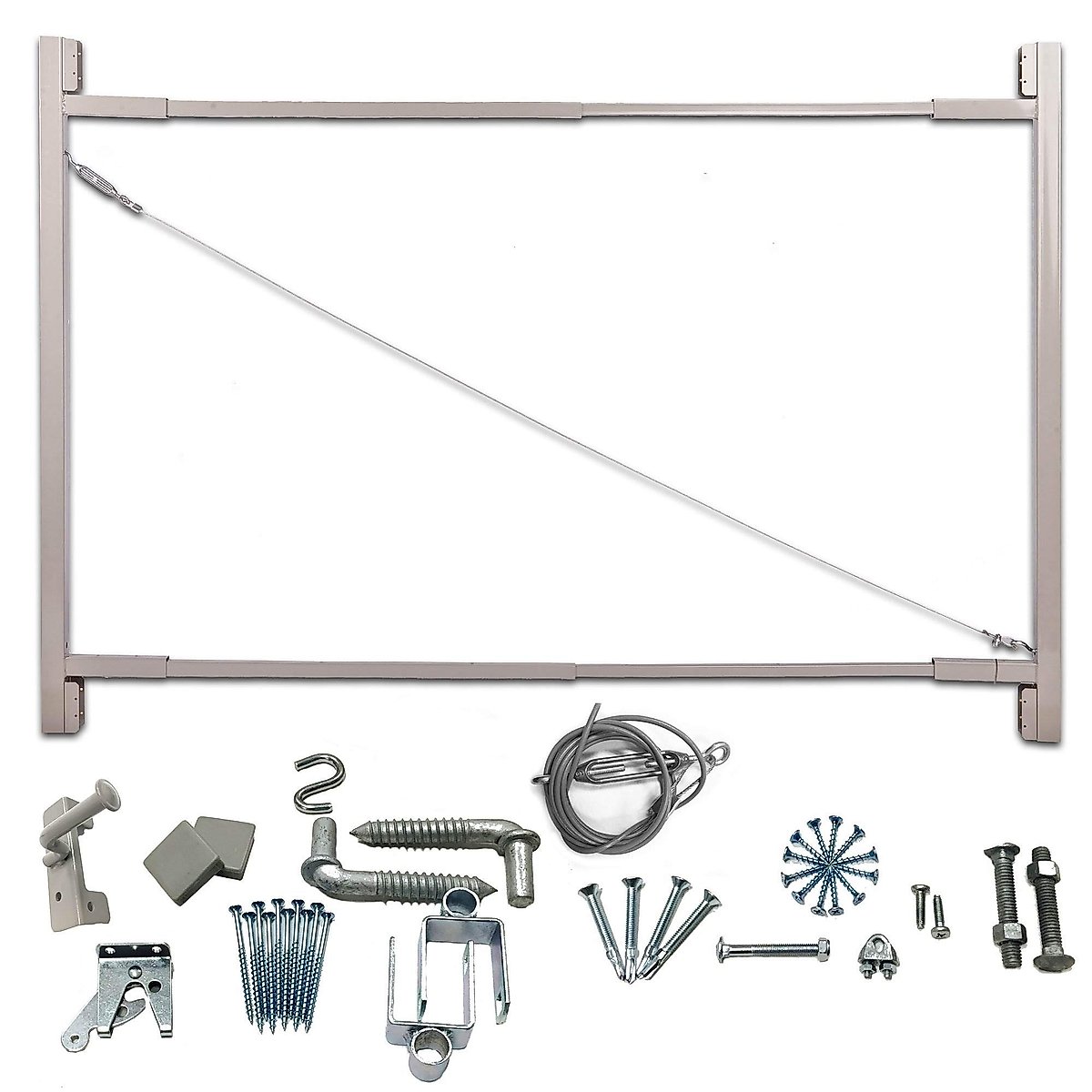 Adjust-A-Gate Steel Frame Anti Sag Impervious to Fade & Rust Adjustable Gate Building Kit with Patented Truss Cable System & Telescoping Bars, 2 Pack