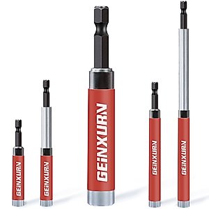 Geinxurn 5 PCS Drive Guide with Self Retracting Sleeve, Mixed Length Magnetic Drill Bit Tip Holder for Prevent Screws Shaking When Driving