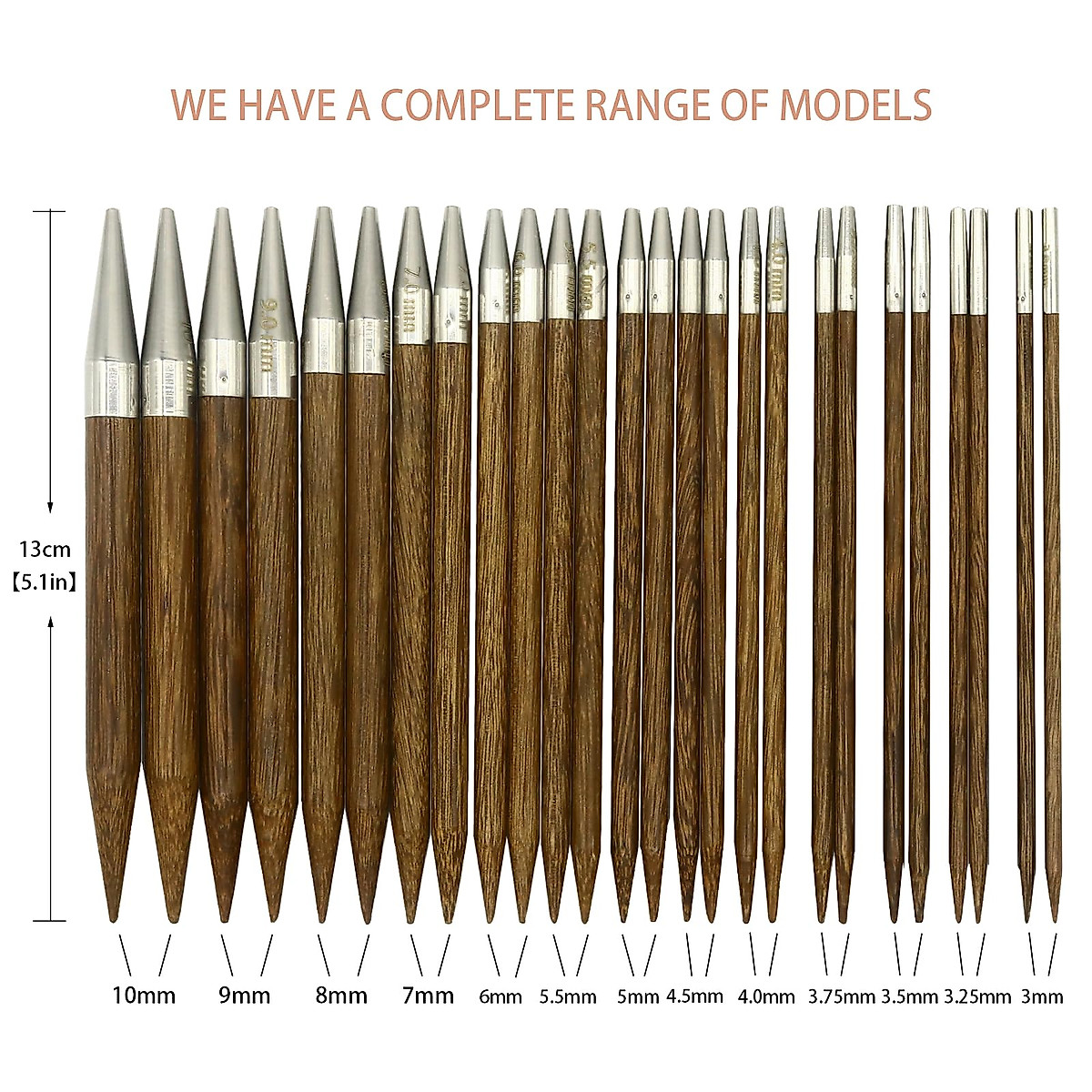 Ruidi 13 Pair Wing-Wood Round Interchangeable Loop Knitting Needle Set