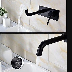 Bathroom Faucet Wall Mounted Bathroom Sink Faucet 360° Rotate Faucet Aerator Basin Mixer Tap Black Brass Lavatory Faucet Single Handle Hot and Cold Water Bathroom ​Vessel Sink Faucet Heavy Duty