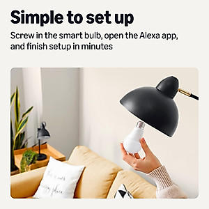 Amazon Basics Smart A19 LED Light Bulb, Color Changing, 2.4 GHz Wi-Fi, 60W Equivalent 800LM, Works with Alexa Only, 1-Pack, Certified for Humans