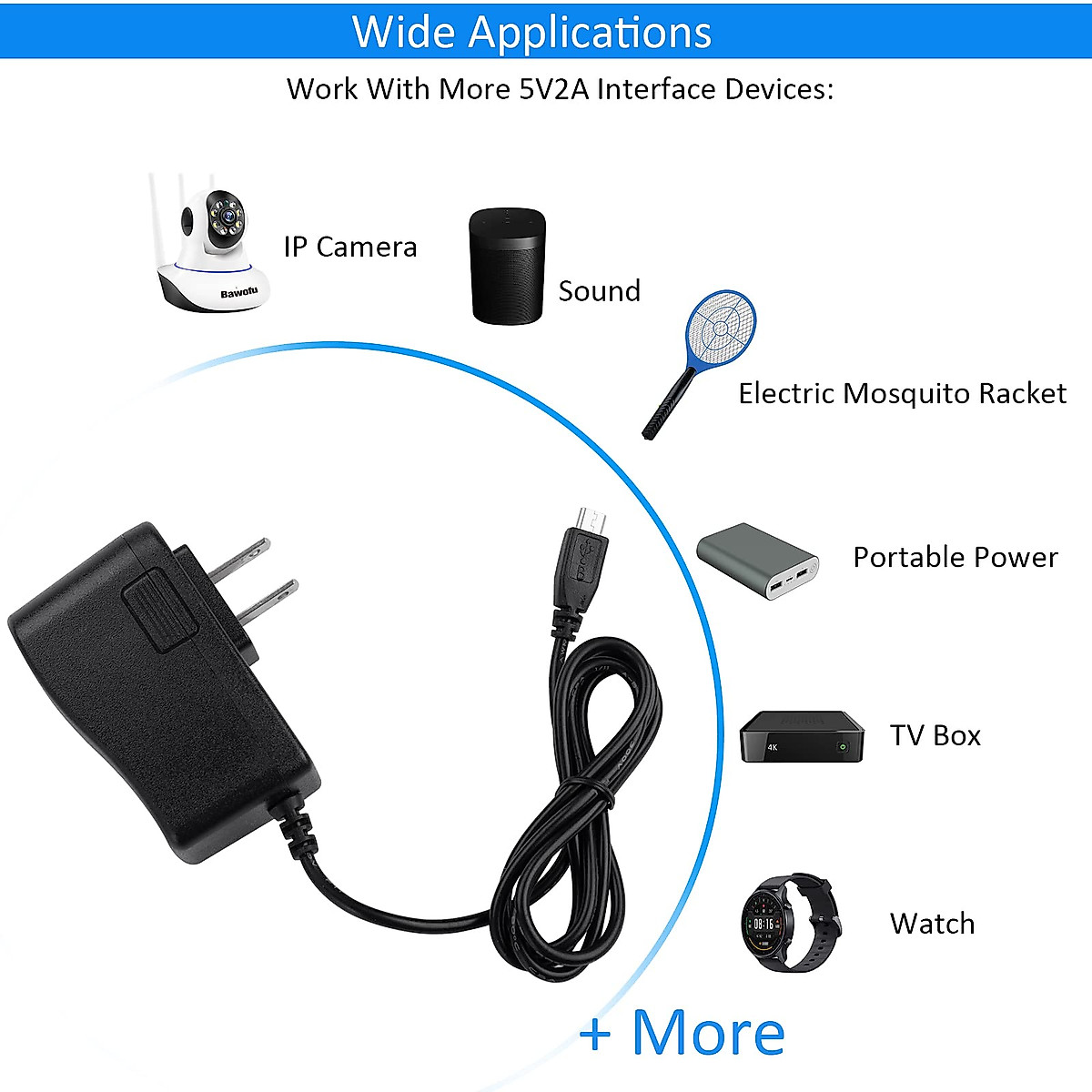 Bawofu 5V 2A Micro USB Power Supply Wall Charger AC/DC Adapter Universal Power Adapter