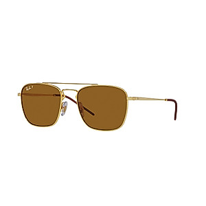 Ray-Ban RB3588 Square Sunglasses, Gold/Dark Brown Polarized, 55 mm