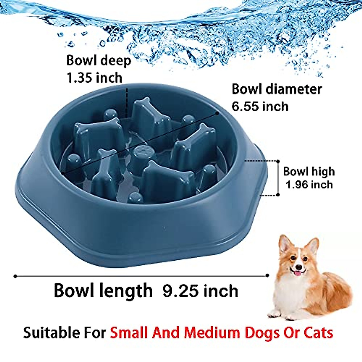 CAISHOW Slow Feeder Dog Bowl Anti Gulping Healthy Eating Interactive Bloat Stop Fun Alternative Non Slip Dog Slow Food Feeding Pet Bowl Slow Eating Healthy Design for Small Medium Size Dogs