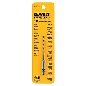 DeWalt DW2554 1/8" Hex Shank High Speed Steel Black Oxide Twist Drill Bit