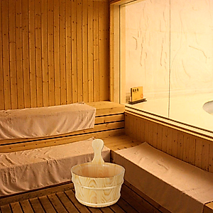 EVTSCAN Natural Sauna Wooden Barrel, Wooden Lined Hot Tub Barrel, Professional Sauna Spa Accessories, Bathroom Accessory Supplies