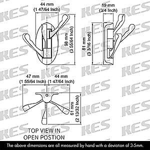 KES Solid Metal Swivel Hook Heavy Duty Folding Swing Arm Triple Coat Hook with Multi Three Foldable Arms Towel/Clothes Hanger for Bathroom Kitchen Garage Wall Mounted Brushed Nickel, A5060-2