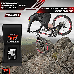 Turbulent Universal Bike Multitool - The Ultimate 23 in 1 Portable Sized Tool Kit with Chain Breaker, Allen Keys, Spoke Tool and More - Heavy Duty Multi Function Bicycle Repair Tools