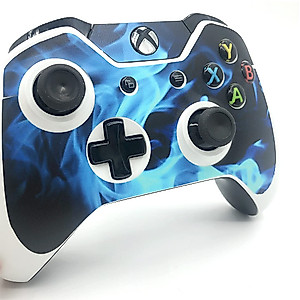 UUShop Protective Vinyl Skin Decal Cover for Microsoft Xbox One Blue Fire Flame(Upgraded)