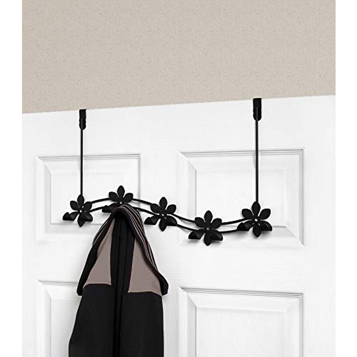 Spectrum Diversified Over The Door Flower 5-Hook Rack, Black