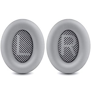 Professional Replacement Ear Pads, for Bose QC 35/25 / 15 QC2 / Ae2 / Ae2i / Ae2W / Sound Link/Sound True/Soft Protein Leather/Noise Isolation Memory Foam (Silver)
