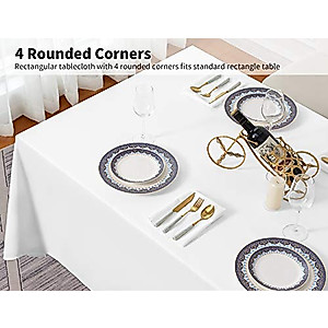 Surmente Tablecloth 90 * 156-inch Rectangular Polyester Table Cloth，Dining Table Cover for Weddings, Banquets, or Restaurants Indoor and Outdoor(White)