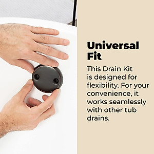 Tip Toe Bathtub Tub Drain Assembly Conversion Kit | Includes Tub Drain, Drain Adapter, Drain Gasket, Two Hole Overflow Faceplate and Faceplate Screws, All Brass Construction