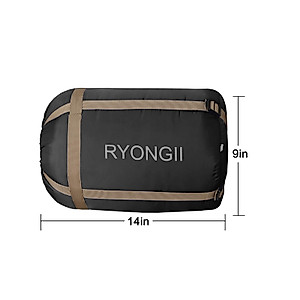RYONGII Sleeping Bags 32℉ for Adults Teens - 4 Seasons Warm Cold Weather Portable Waterproof Kids Youth for Indoor & Outdoor, Camping, Backpacking and Outdoors Hiking(Dark Grey)