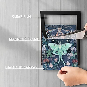 Hibah 2 Pack Diamond Painting Frames, Frames for 30x40cm/12x16in Diamond Painting Canvas, Self Adhesive Diamond Magnetic Art Frame, Frames for Wall Window Door