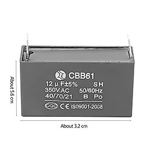 Fafeicy CBB61 Capacitor, AC350V Plastic Capacitor, Gasoline Generator Starting Air Conditioning Motor Capacitor 350VAC 12UF for Gasoline Generator Starting and Fan Motor