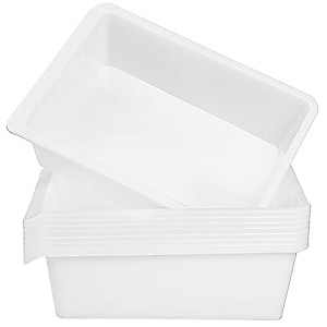 Yopay 9 Pack Commercial Bus Tubs, 7L Plastic Storage Shelf Bin, School Toy Organizer Bins, White Wash Basin Bus Box for Classroom Teacher Book School Supplies Kitchen Restaurant Use
