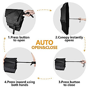 CYBYQ-Family 2 PACKS Travel Umbrella Compact Windproof Automatic Umbrellas for Rain Small Folding Strong and Portable Automatic Open and Close - Men and Women
