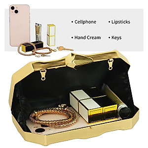 AmoVee Clutch with Chain Strap, Clutch Purses for Women Wedding，Evening Handbag for Party, Prom and Formal Occasion (Shiny Gold)