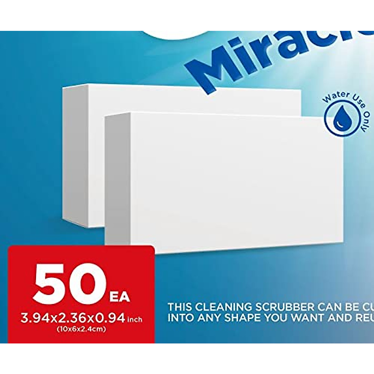 VIXUM CLEAN Miracle Eraser Original Cleaning Pads, White, Shoe, Kitchen, Bathroom and Shower Cleaner, 50 Count